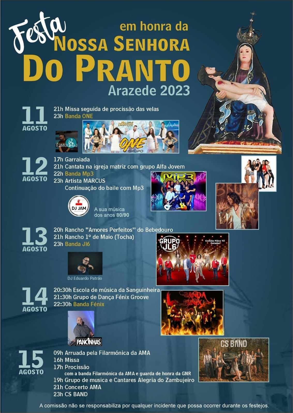 Festa em Honra de Nossa Senhora do Pranto 2023 - Arazede