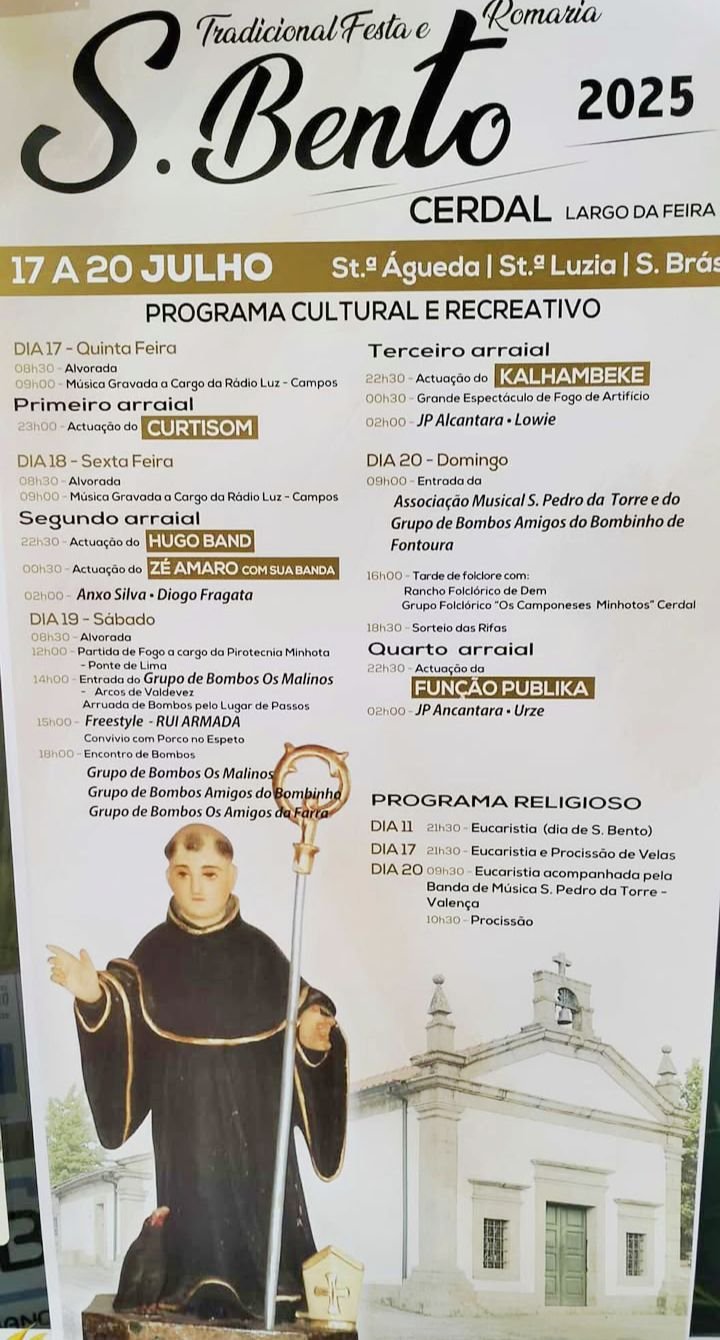 Festa de São Bento 2025 - Cerdal - Valença | Festas & Arraiais