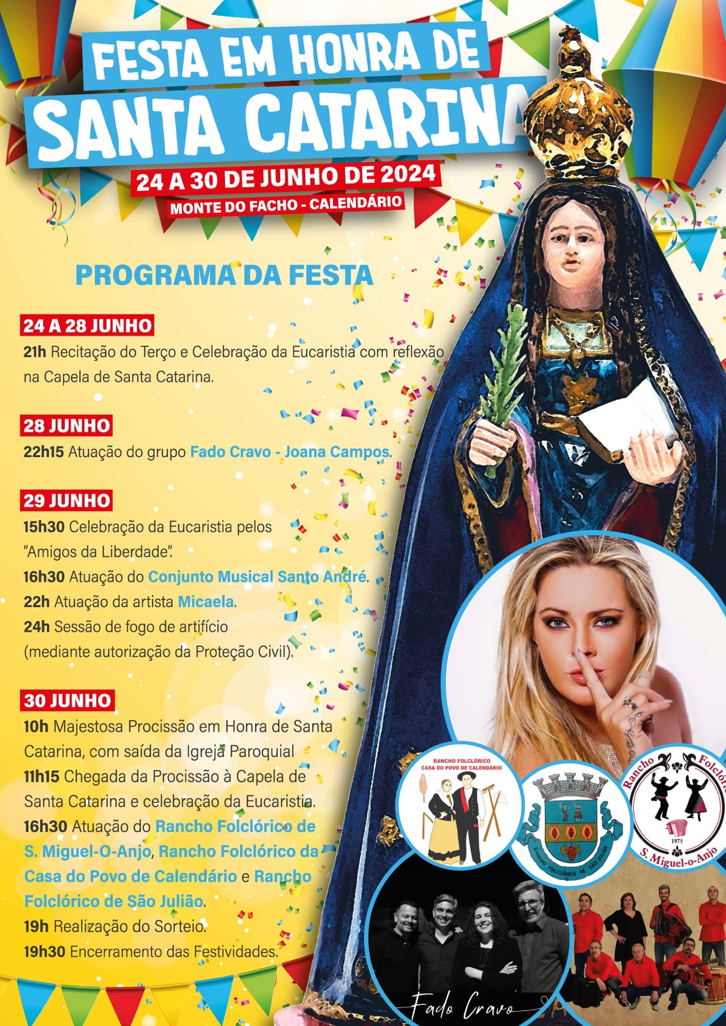 Festa em Honra de Santa Catarina 2024 - Calendário
