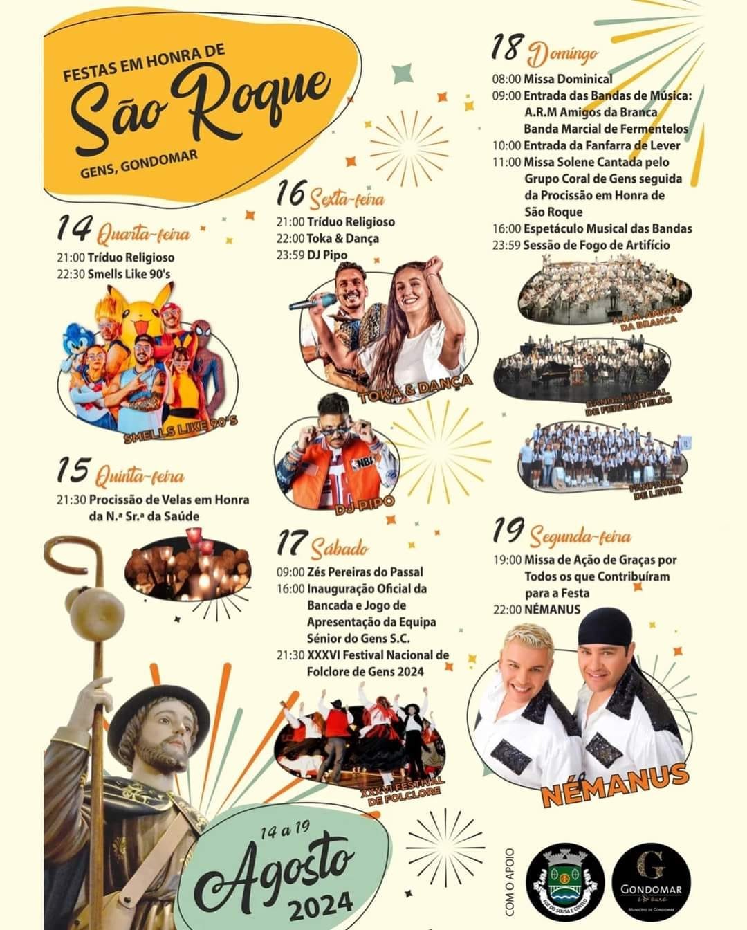 Festa em Honra de São Roque 2024 - Gondomar - Gondomar | Festas & Arraiais