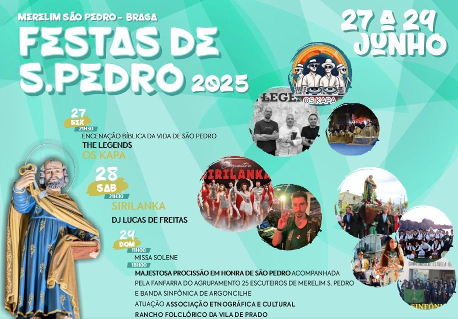 Festas de S. Pedro de Merelim 2025 - Braga - Braga | Festas & Arraiais