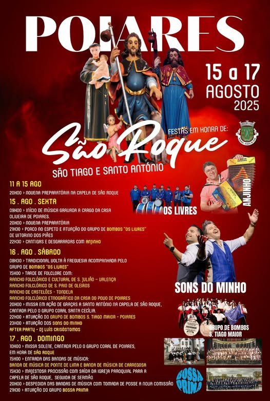 Festas em honra de S. Roque Stº António e S. Tiago 2025 - Poiares