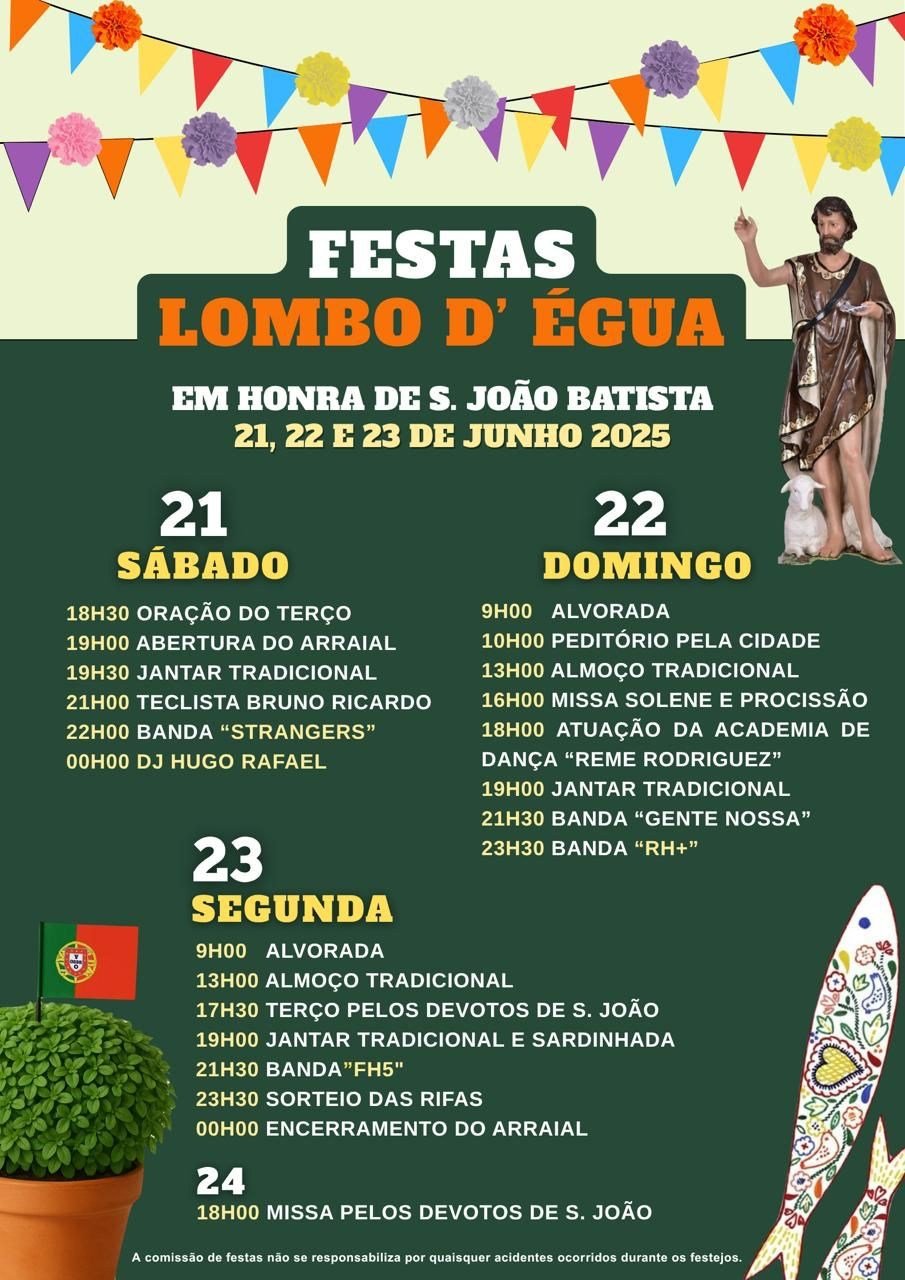 Festas S. João Batista 2025 - Lombo D'Égua - Ourém | Festas & Arraiais